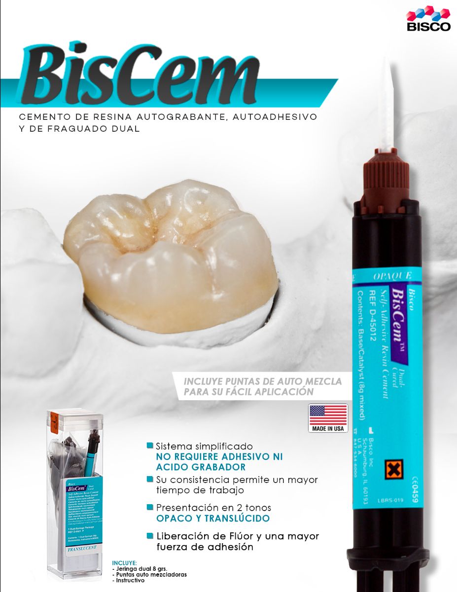 Biscem Cemento De Resina Autoadhesivo. Translucido. Bisco – TREMA ...